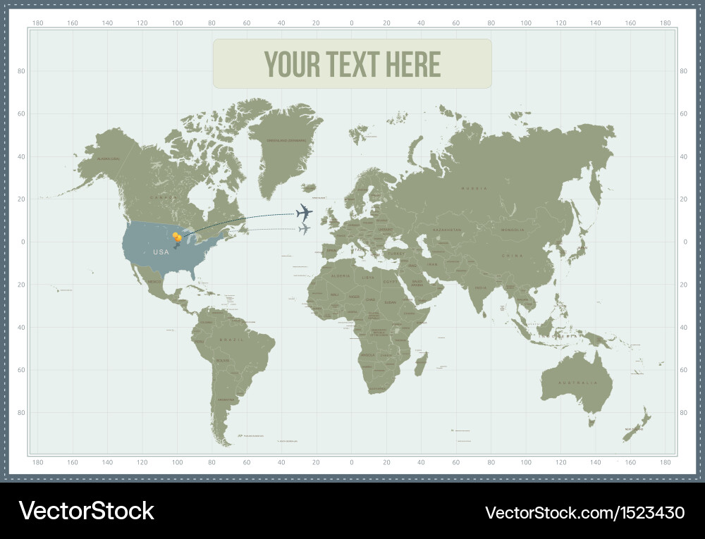World Map with Country Labels Royalty Free Vector Image