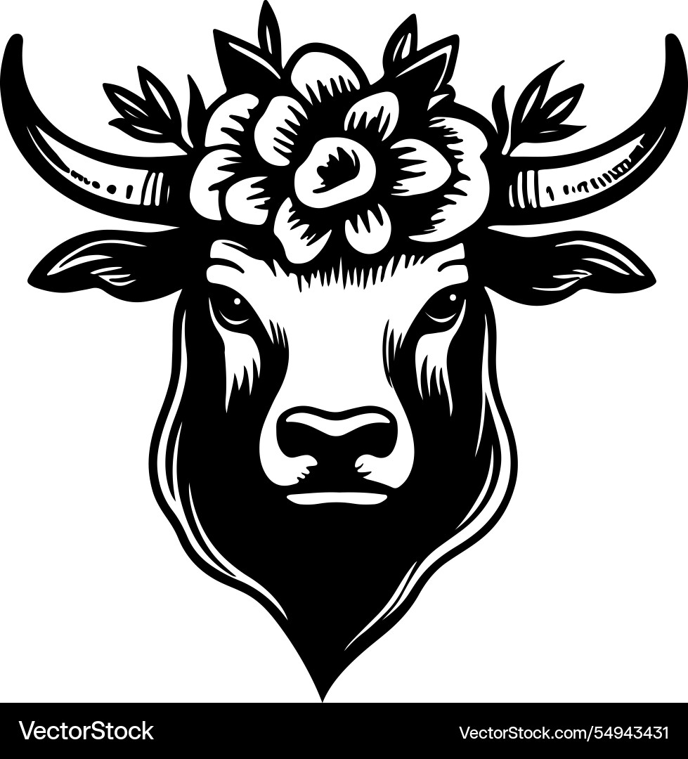 Bull Head with Stylized Horns Royalty Free Vector Image