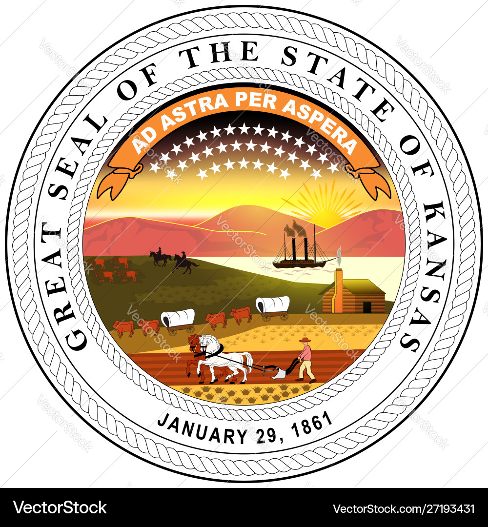 Coat arms kansas state usa Royalty Free Vector Image