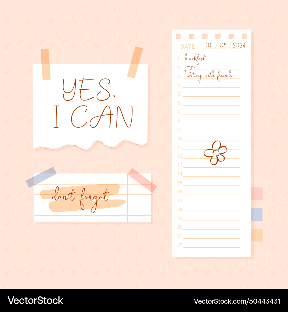 Collage scrap paper sheet of notebook sticky Vector Image