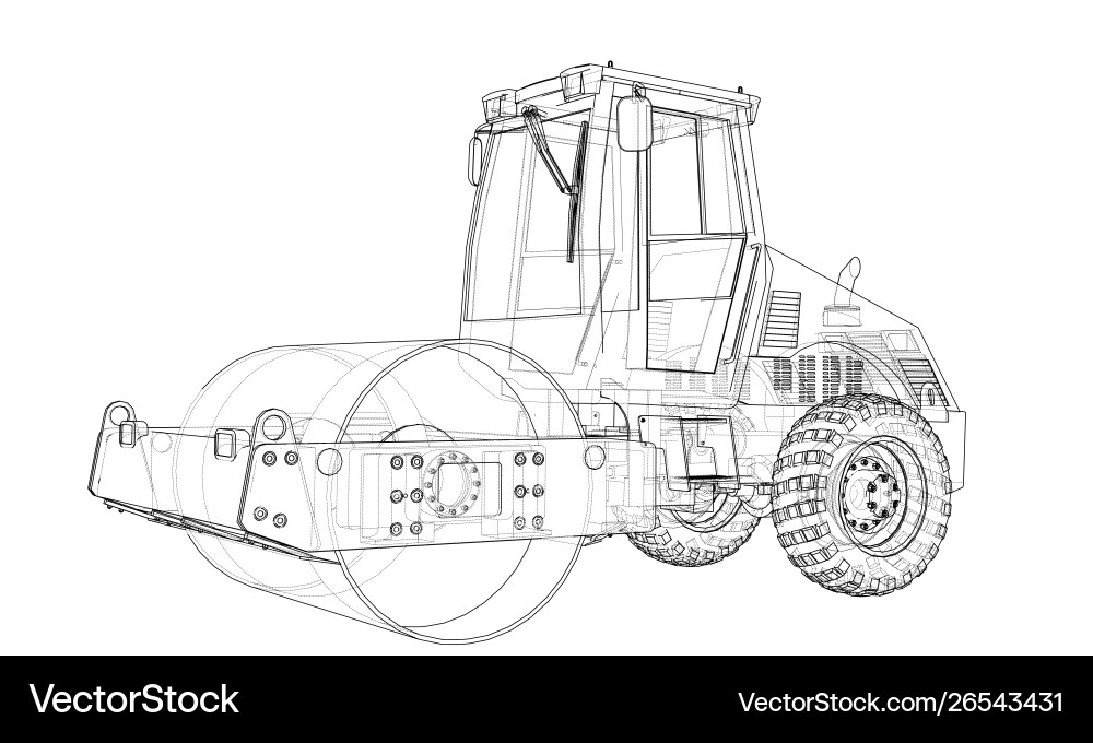 Construction machine asphalt compactor Royalty Free Vector