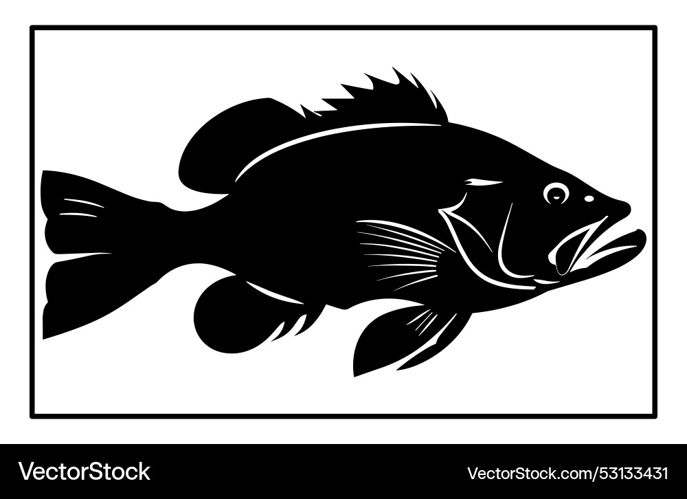 Grouper fish logo template silhouette Royalty Free Vector