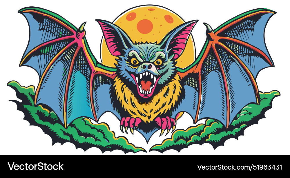Halloween Bat Flying Royalty Free Vector Image