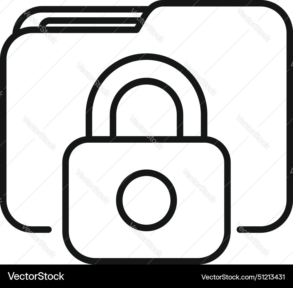 Locked data folder icon outline copyright Vector Image