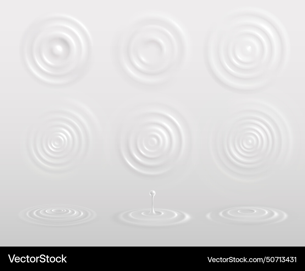 Milk yogurt cream circles realistic composition Vector Image