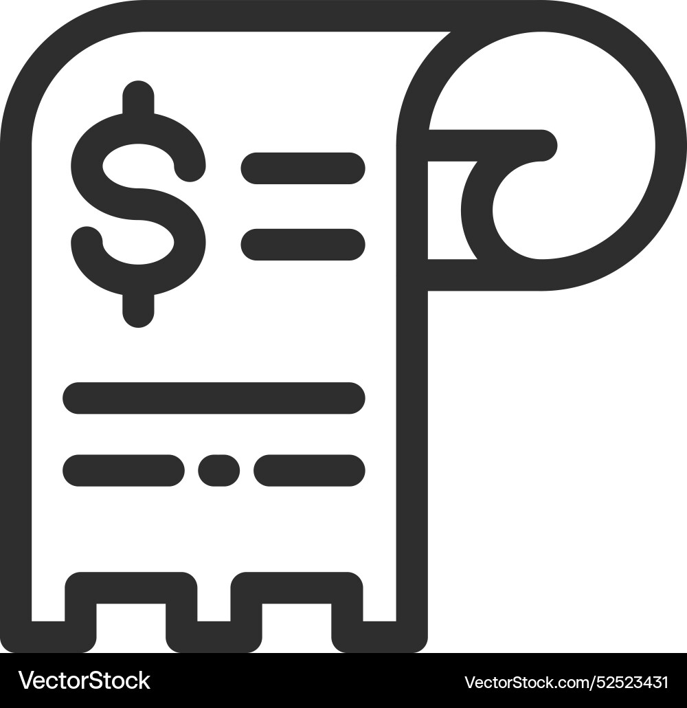 Paper receipt roll line icon payment bill symbol Vector Image