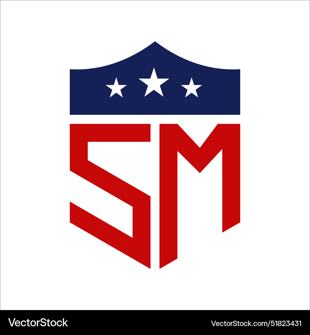 Patriotic sm logo design letter Royalty Free Vector Image