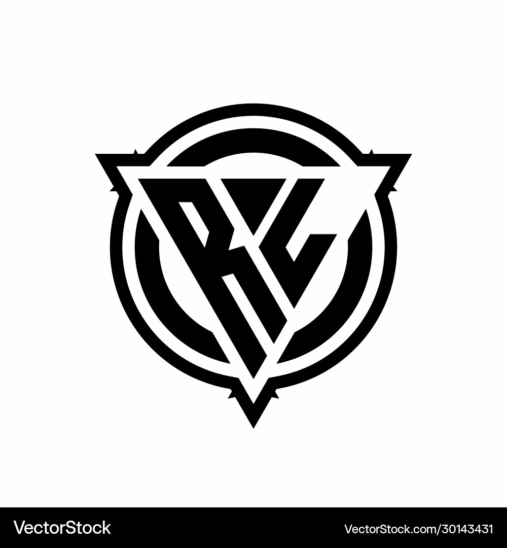 Rl logo with triangle shape and circle Royalty Free Vector