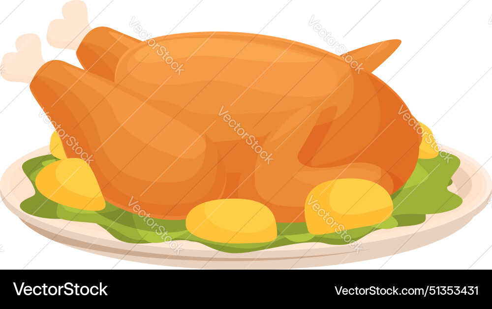 Roasted turkey on plate Royalty Free Vector Image