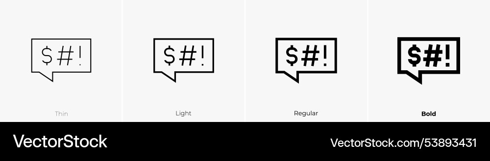 Swearing icon thin light regular and bold style Vector Image