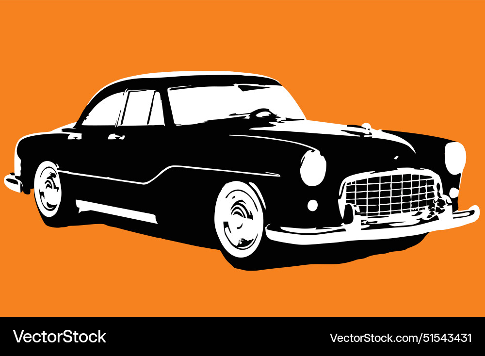 Vintage car template with orange background Vector Image