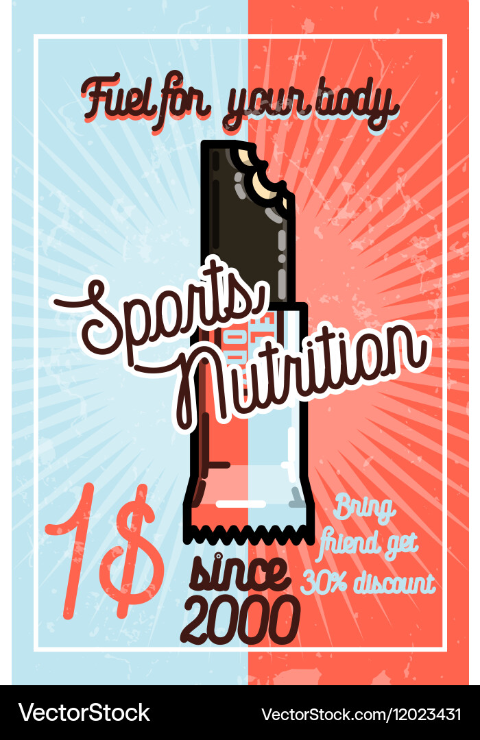 Vintage sports nutrition poster Royalty Free Vector Image