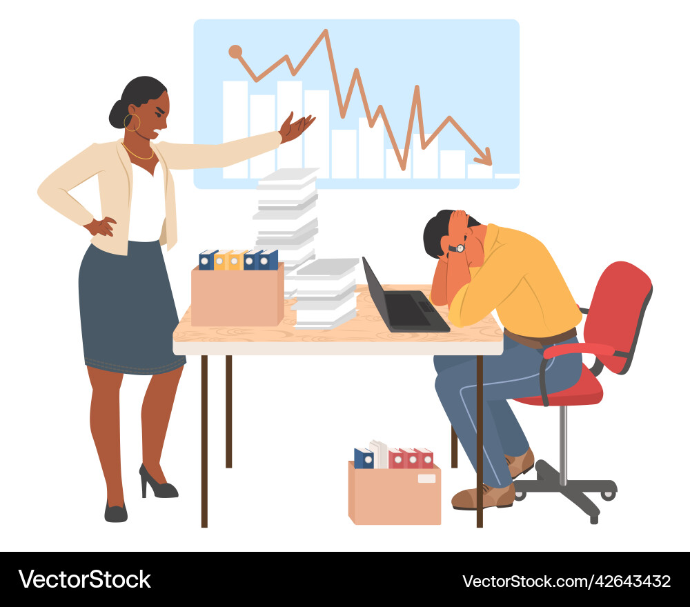 Angry boss scold office work manager Royalty Free Vector