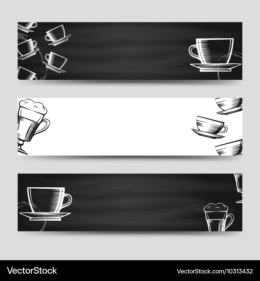 Coffee and tea horizontal banners Royalty Free Vector Image