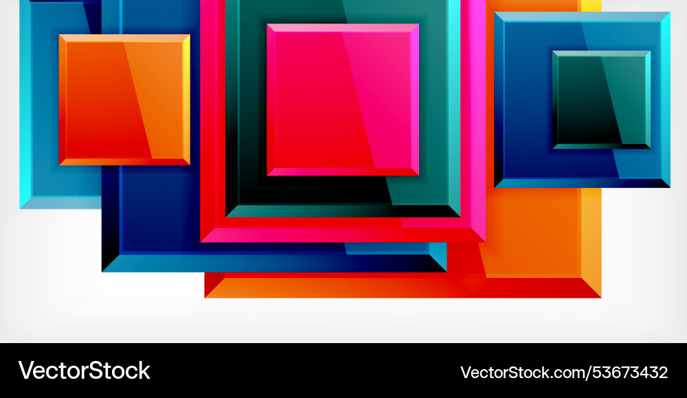 Colorful squares with reflections abstract Vector Image