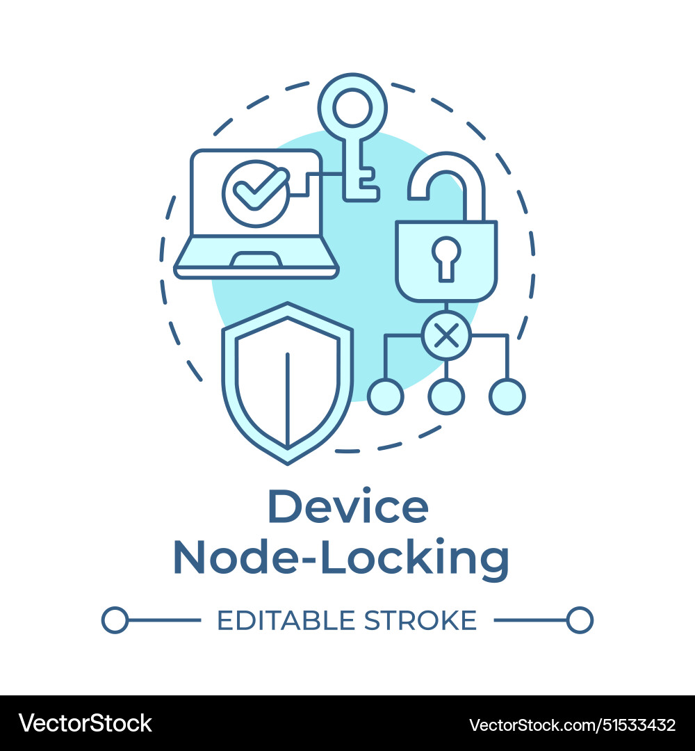 Device node-locking soft blue concept icon Vector Image