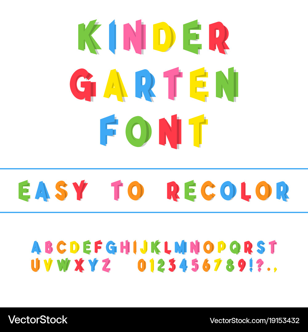 Kindergarten font folded paper cut typeface Vector Image