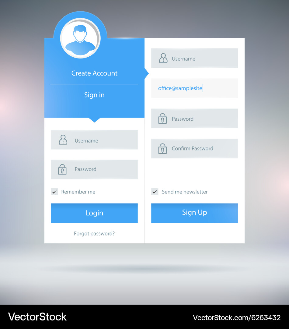 Login forms Royalty Free Vector Image - VectorStock