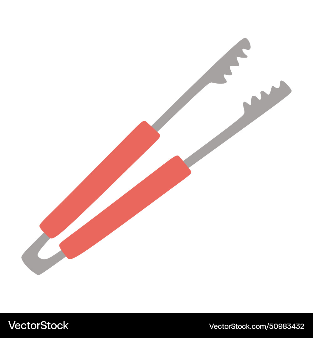 Red kitchen tongs flat isolated Royalty Free Vector Image
