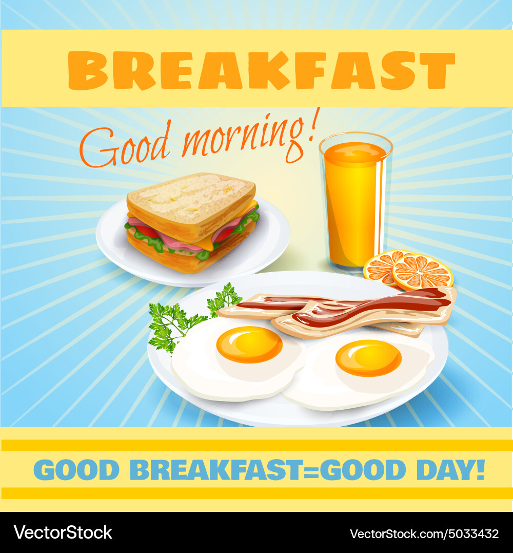 Retro Breakfast Poster Royalty Free Vector Image