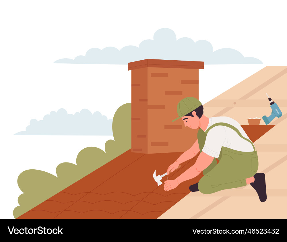 Roof construction worker Royalty Free Vector Image