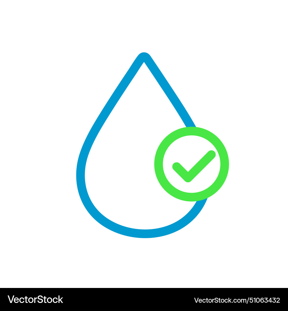 Water drop icon with checkmark clean Royalty Free Vector