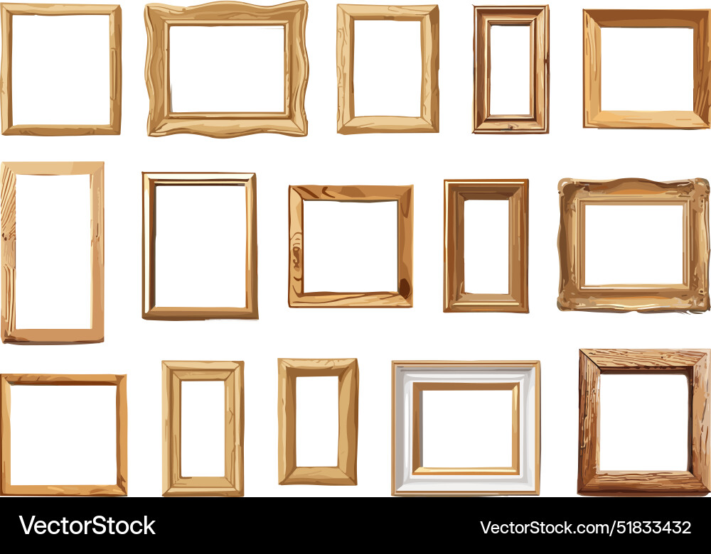 Wooden frame set display for artwork photographs Vector Image