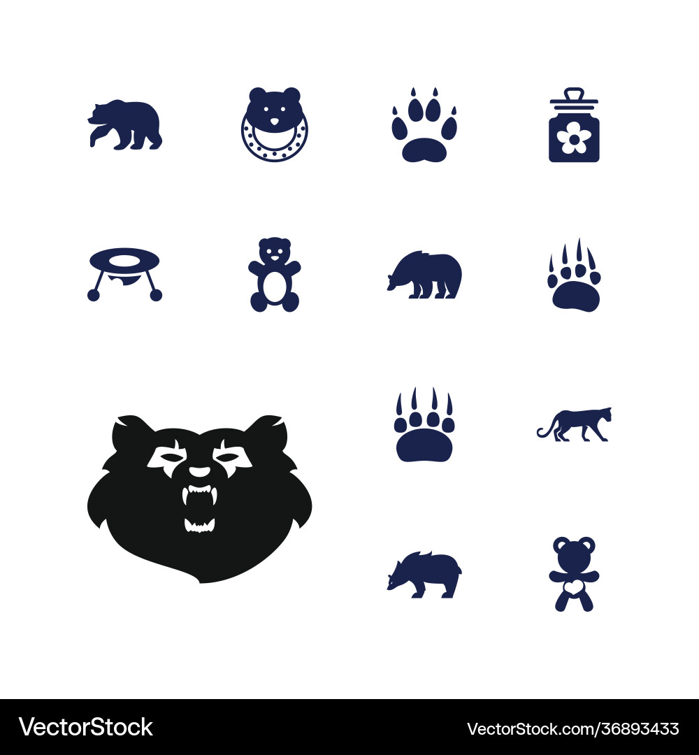 13 bear icons Royalty Free Vector Image - VectorStock