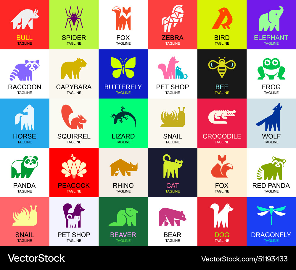 Animals logos collection Royalty Free Vector Image
