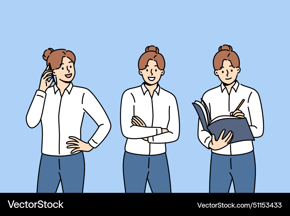 Businesslady is talking on phone arranging Vector Image
