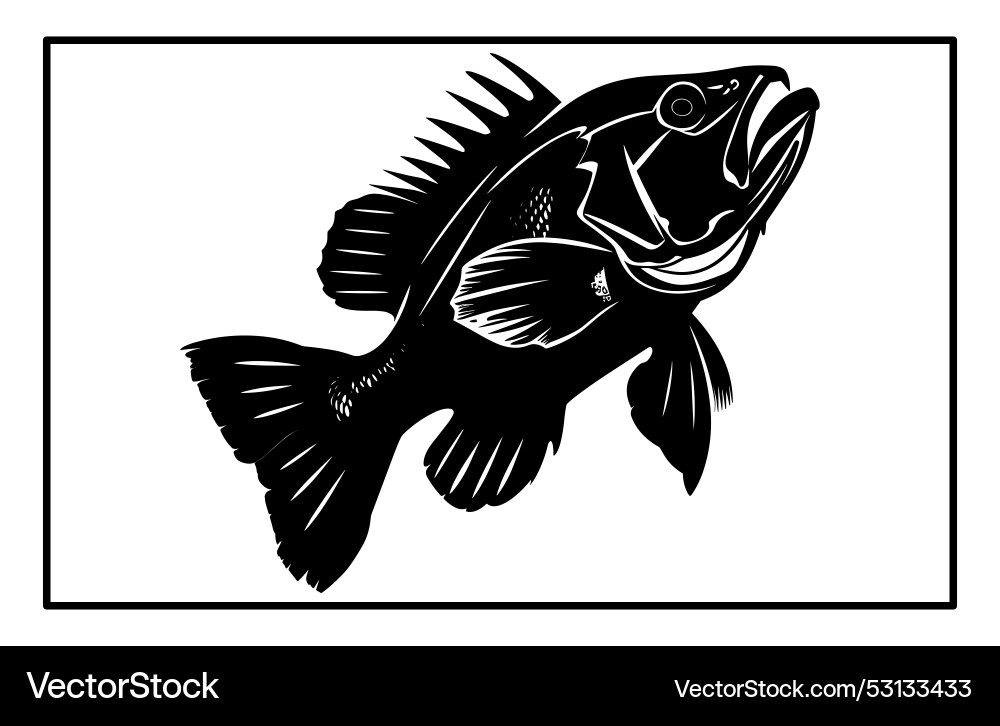 Grouper fish logo template silhouette Royalty Free Vector