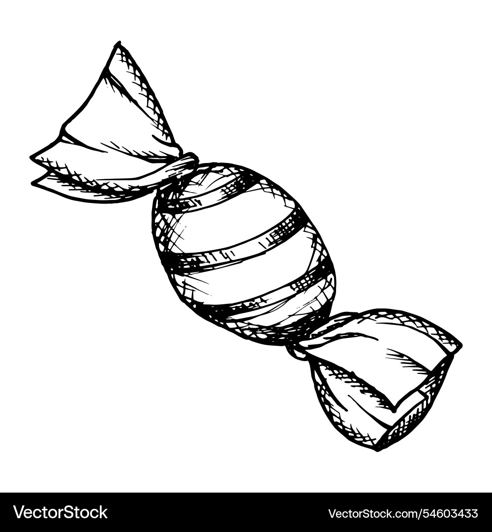 Hand drawn of candy in wrapper Royalty Free Vector Image