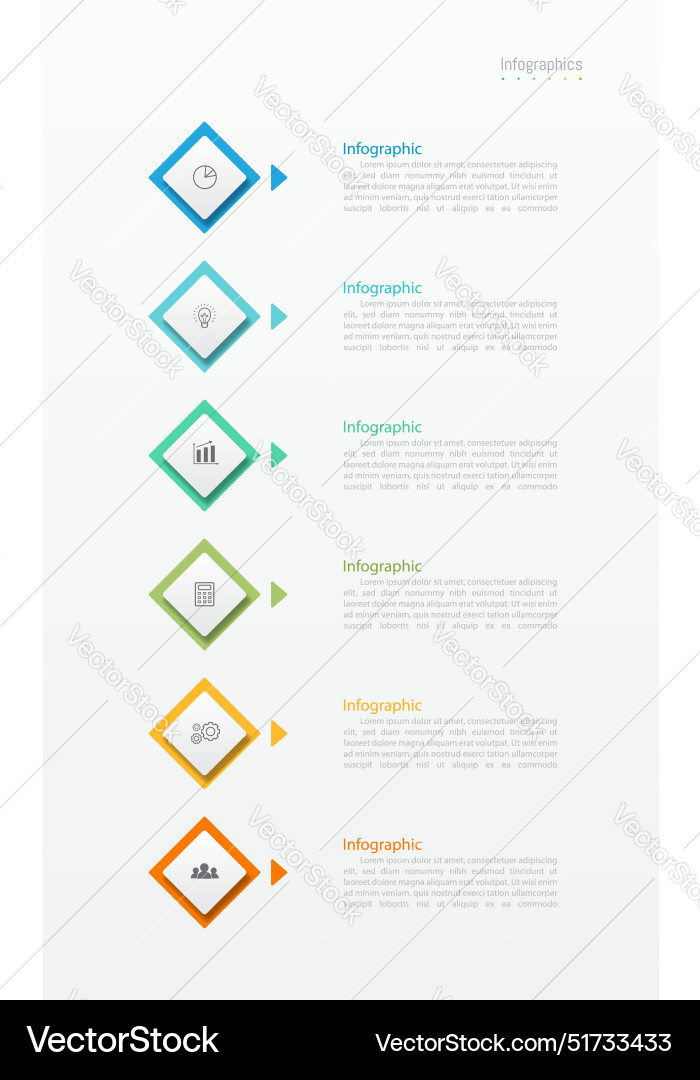 Infographic 6 options design elements Royalty Free Vector