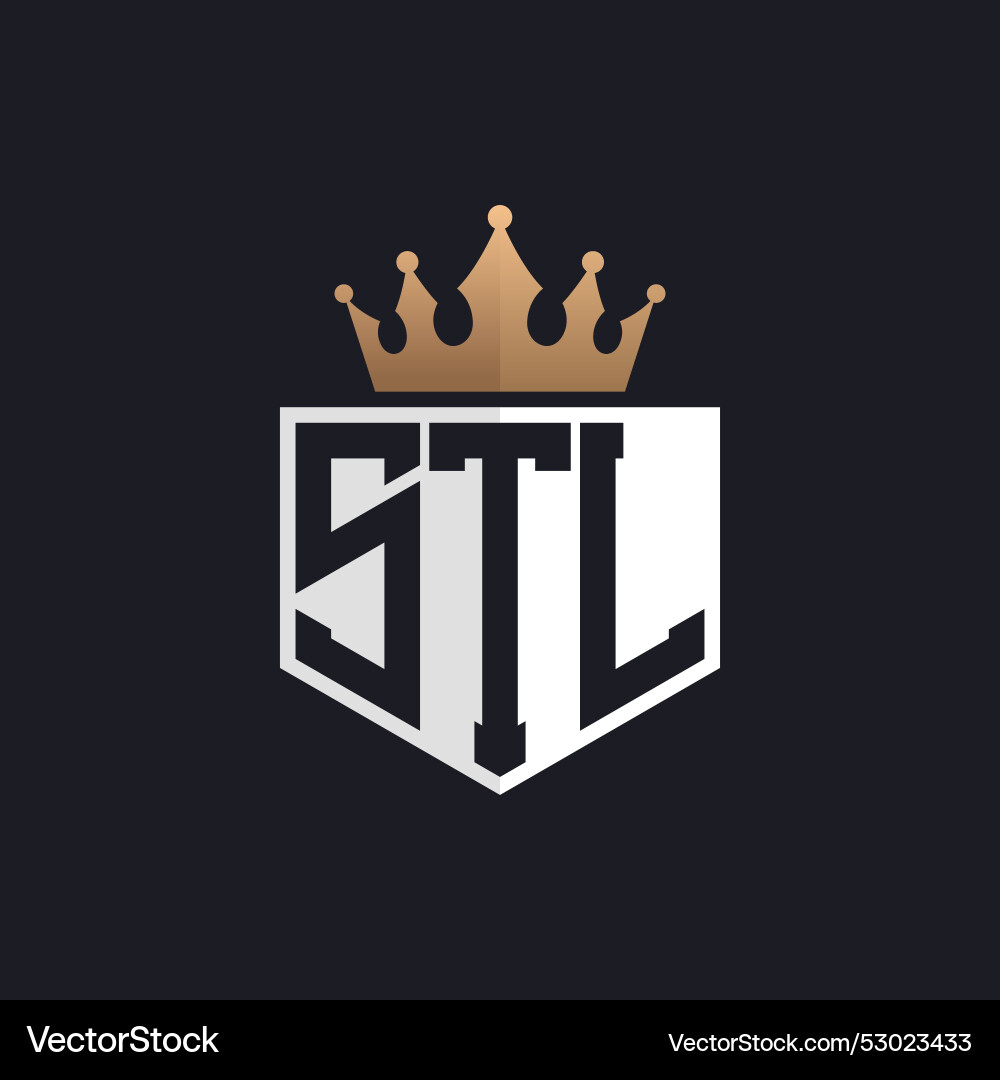 Luxury stl logo with crown elegant initials Vector Image