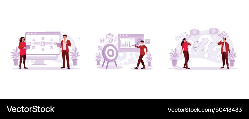 Meeting together using a computer archery Vector Image