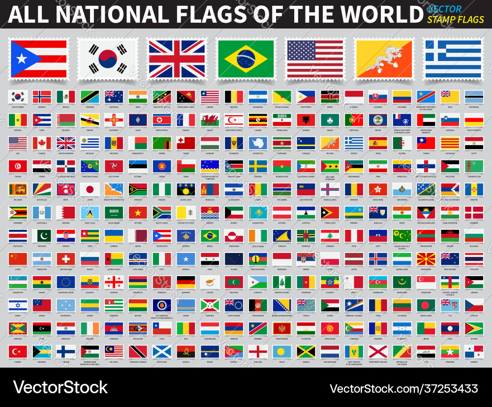 National Flags of the World Royalty Free Vector Image