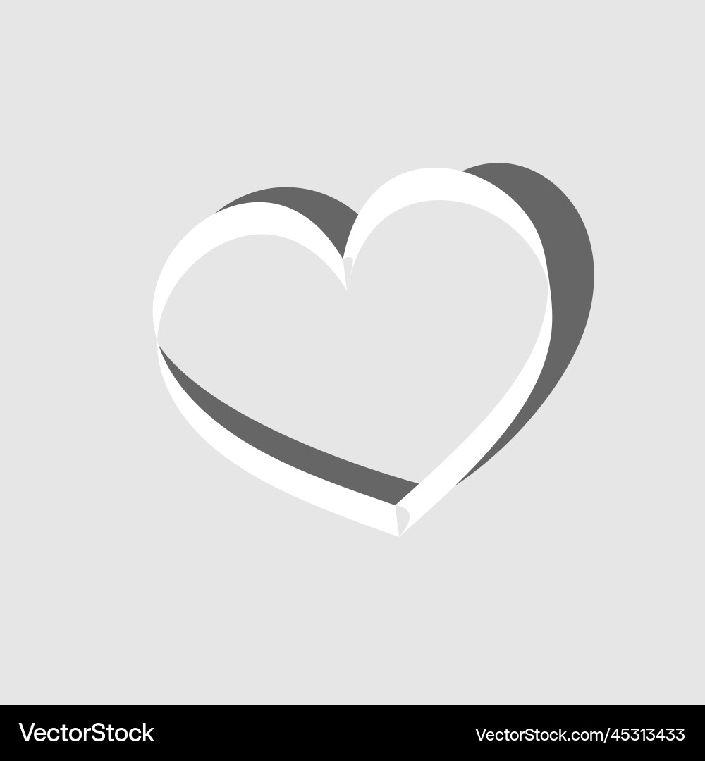 Ribbon heart with shadow Royalty Free Vector Image