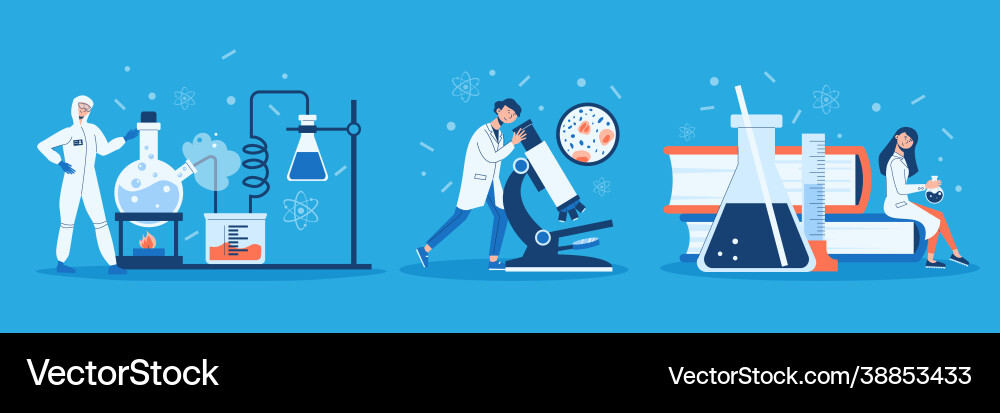 Science laboratory design concept set Royalty Free Vector