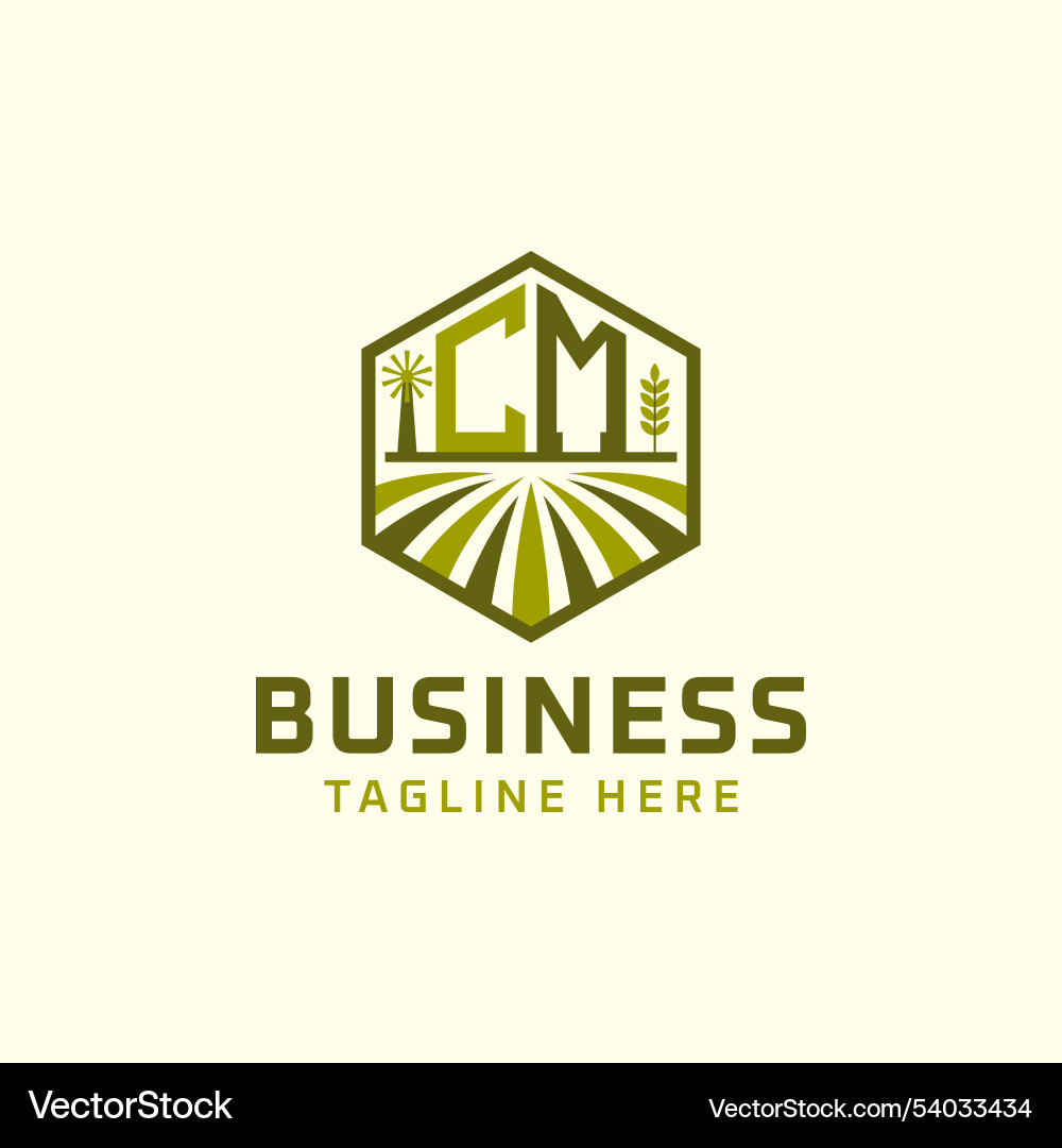 Cm farm logo design modern agro Royalty Free Vector Image