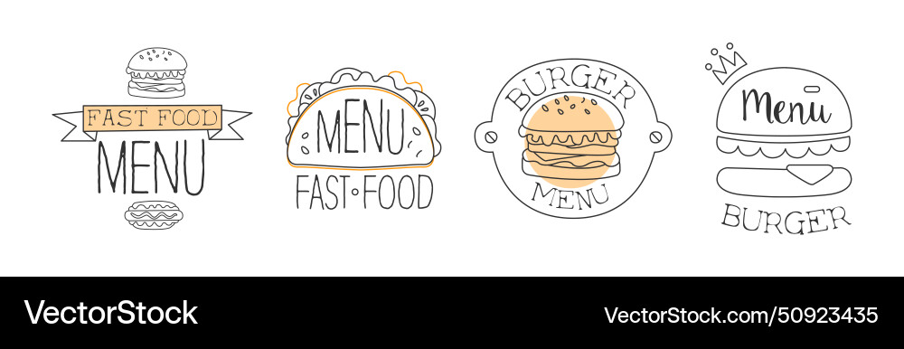 Fast food restaurant menu logo and label Vector Image