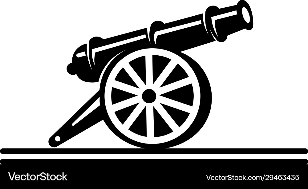 Inspiration cast-iron cannon icon Royalty Free Vector Image