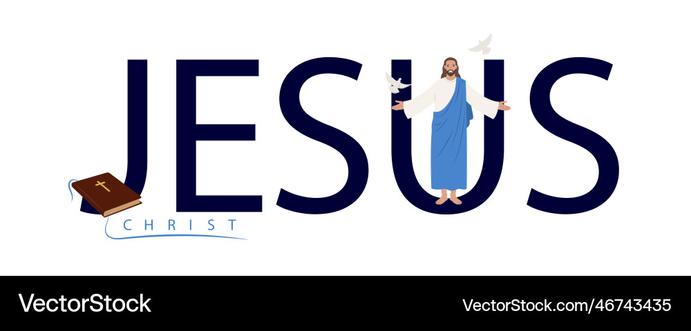 Jesus christ text Royalty Free Vector Image - VectorStock