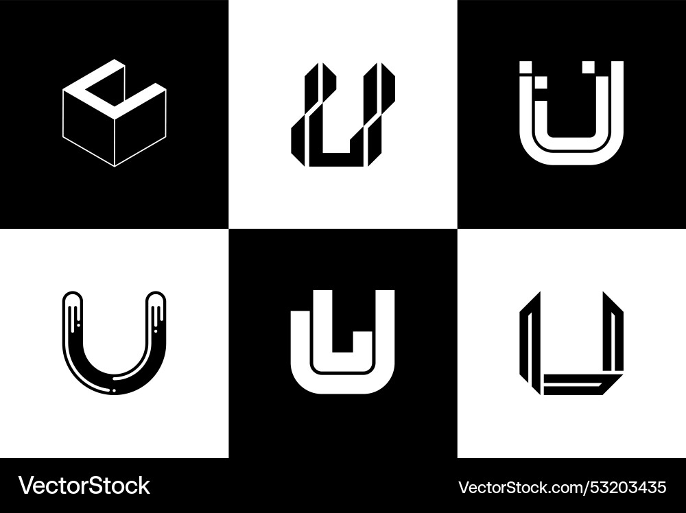 Letter u fonts and logo design Royalty Free Vector Image
