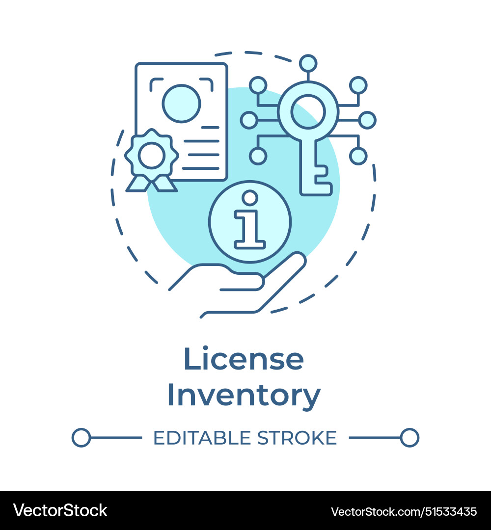 License inventory soft blue concept icon Vector Image