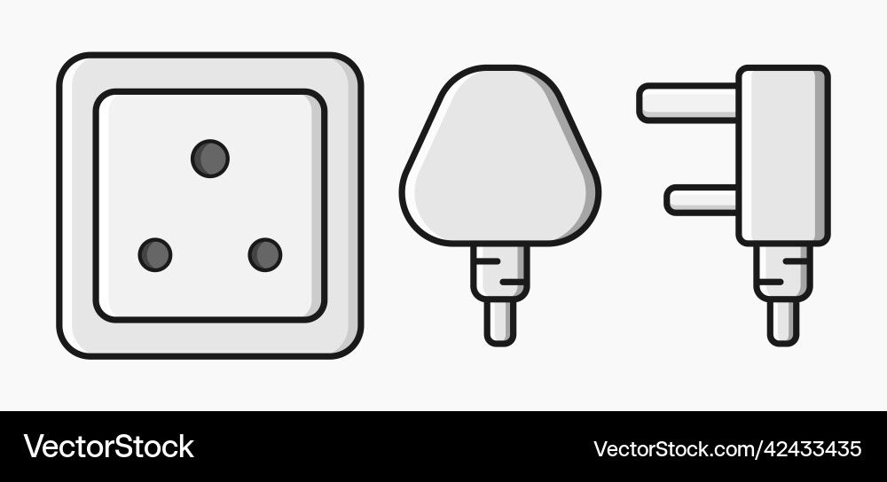 Power outlet plug south african type m flat Vector Image