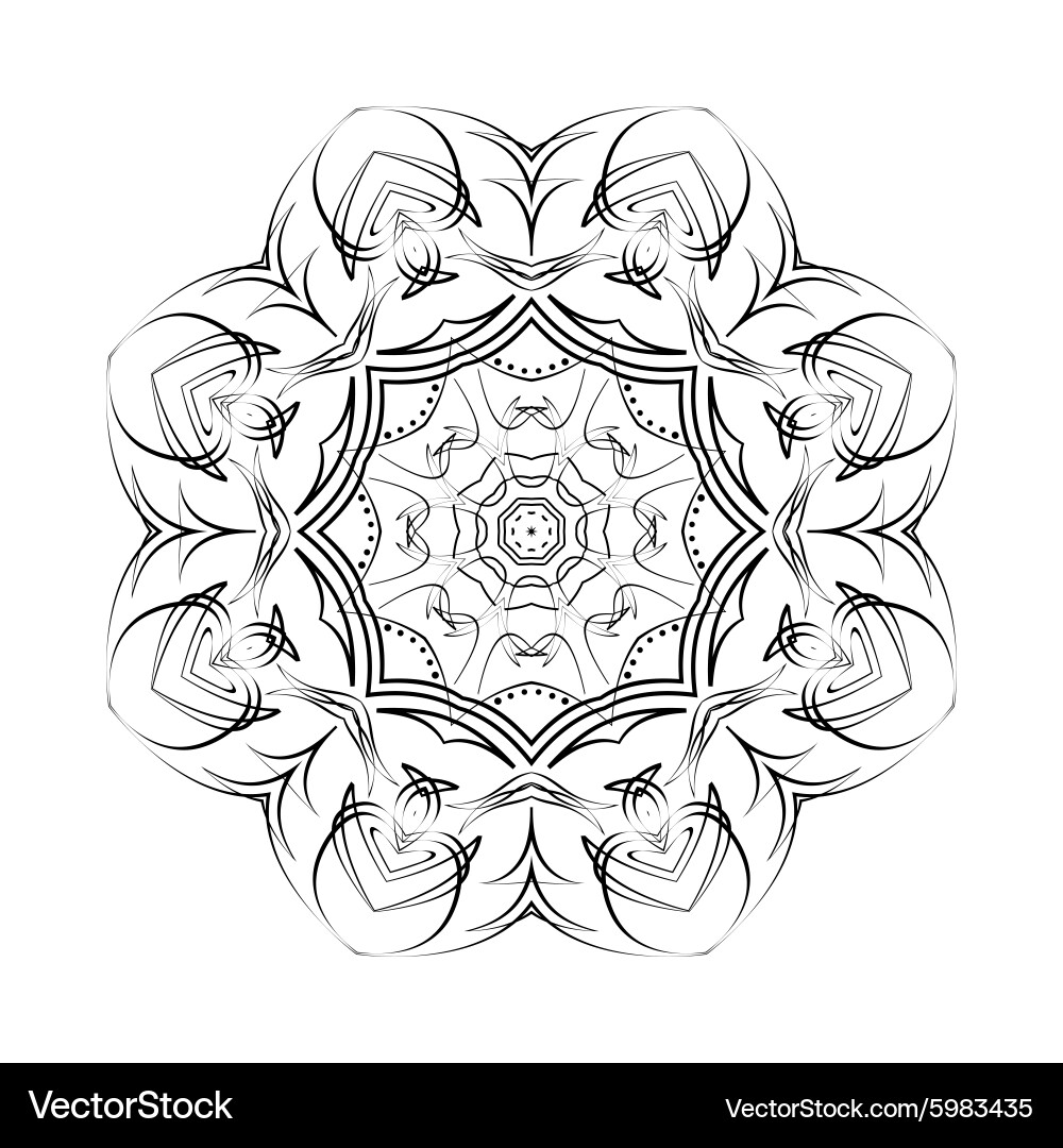 Round ornamental floral shape black Royalty Free Vector