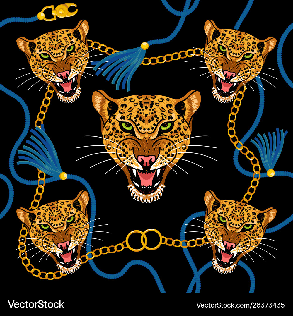 Seamless pattern with gold chain Royalty Free Vector Image