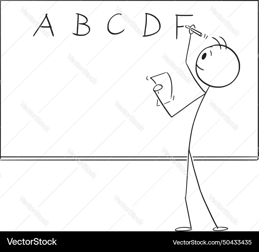 Teacher or student writing letters on whiteboard Vector Image