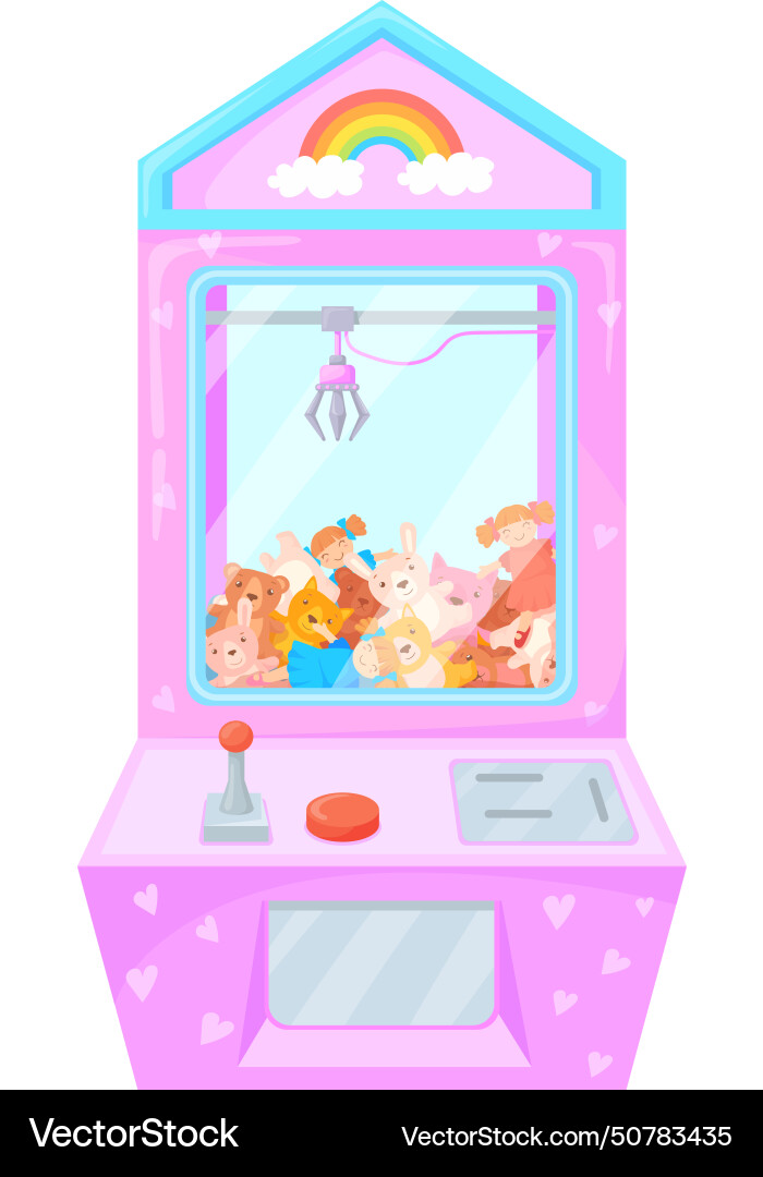 Toy grabbing game machine claw crane arcade Vector Image
