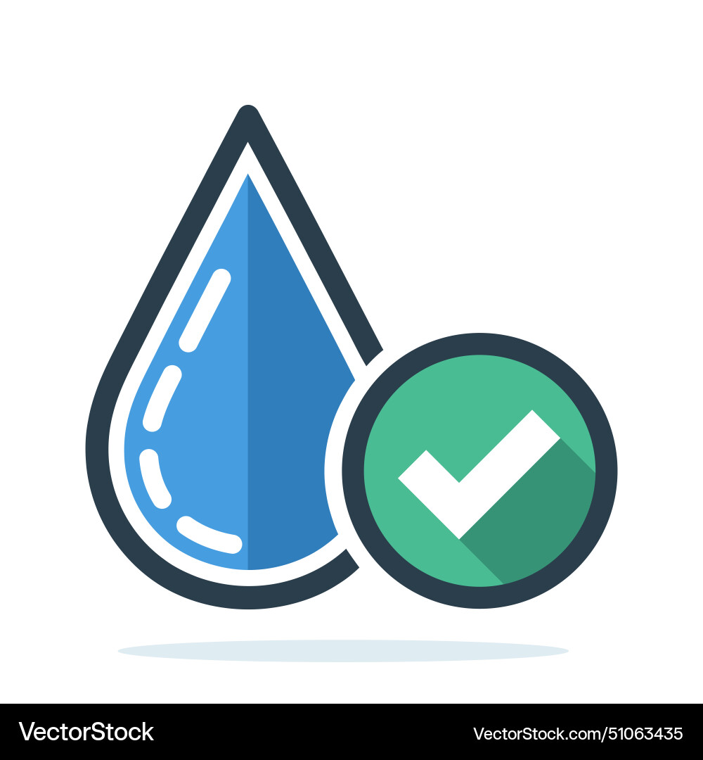 Water drop icon with checkmark clean Royalty Free Vector
